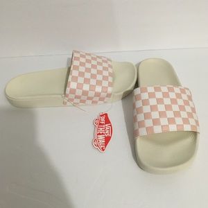 Vans | Shoes | Vans Womens Slide Sandals Pink White Checkered | Poshmark